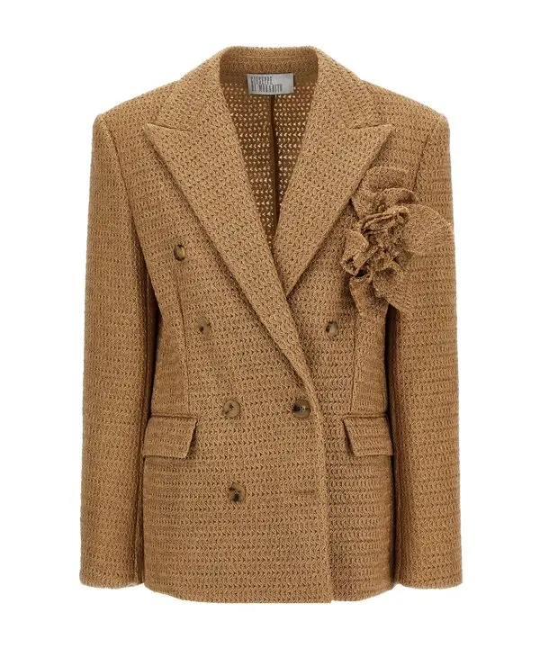 Giuseppe Di Morabito Double-breasted Braided Raffia Blazer