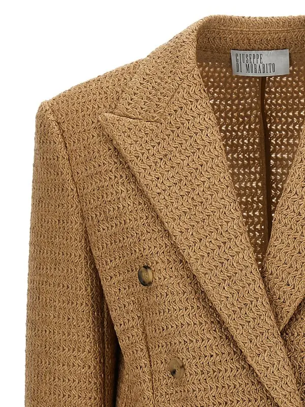 Giuseppe Di Morabito Double-breasted Braided Raffia Blazer