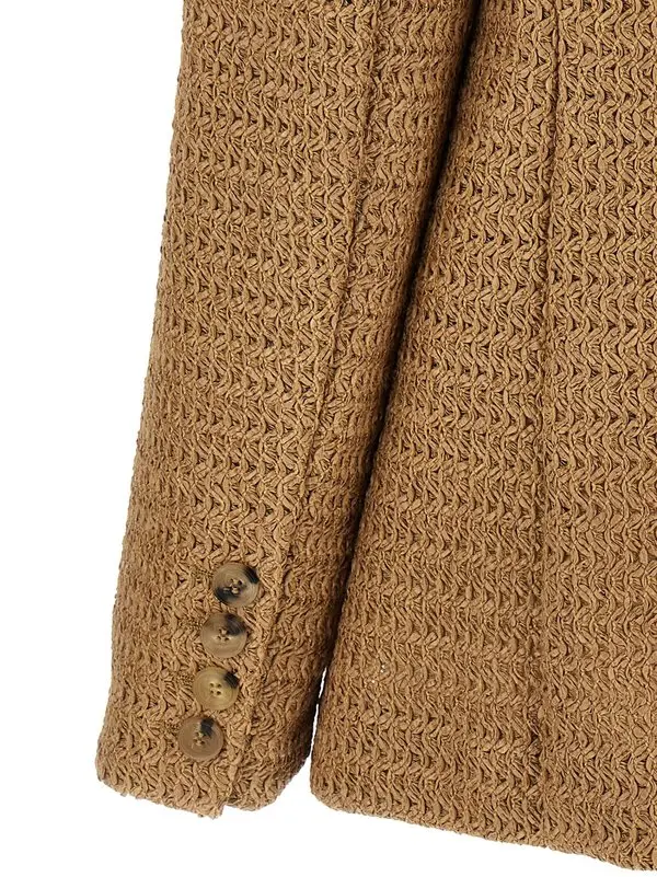 Giuseppe Di Morabito Double-breasted Braided Raffia Blazer
