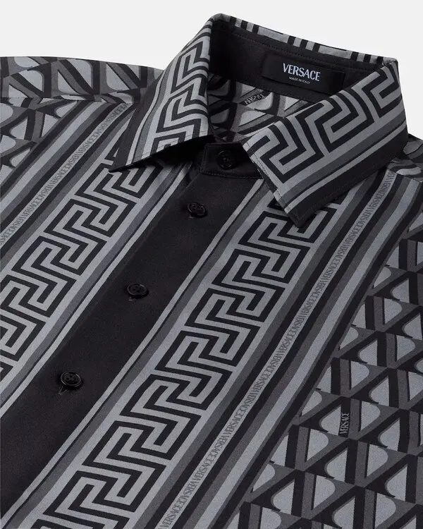 Versace Pattern-printed Long-sleeved Shirt - Black/gray