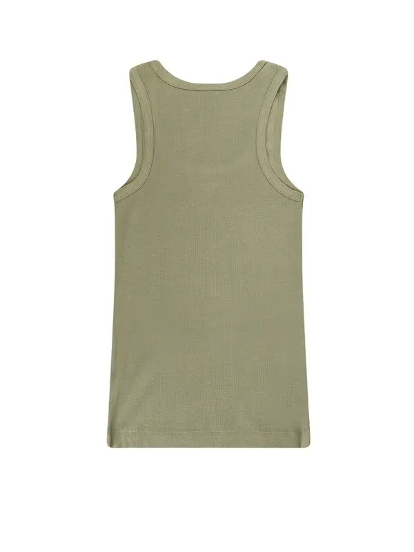 Pinko Ribbed Logo Plaque Tank Top - Green