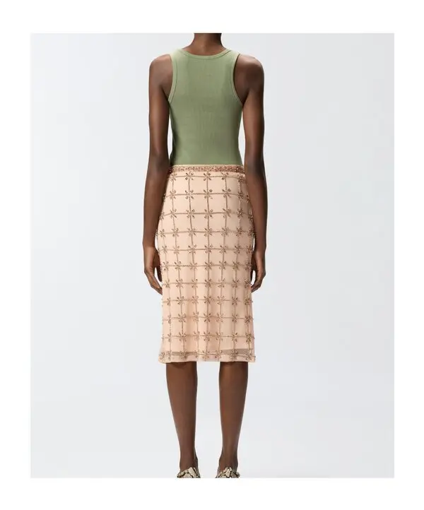 Pinko Ribbed Logo Plaque Tank Top - Green