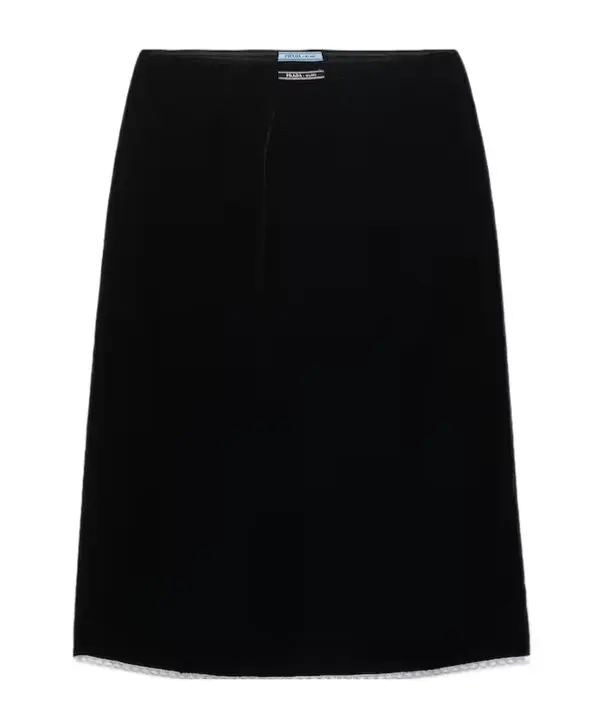 Prada Velvet Pencil Skirt With Contrasting Hem