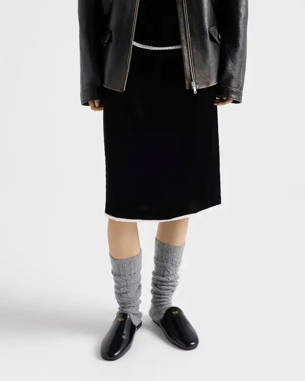 Prada Velvet Pencil Skirt With Contrasting Hem