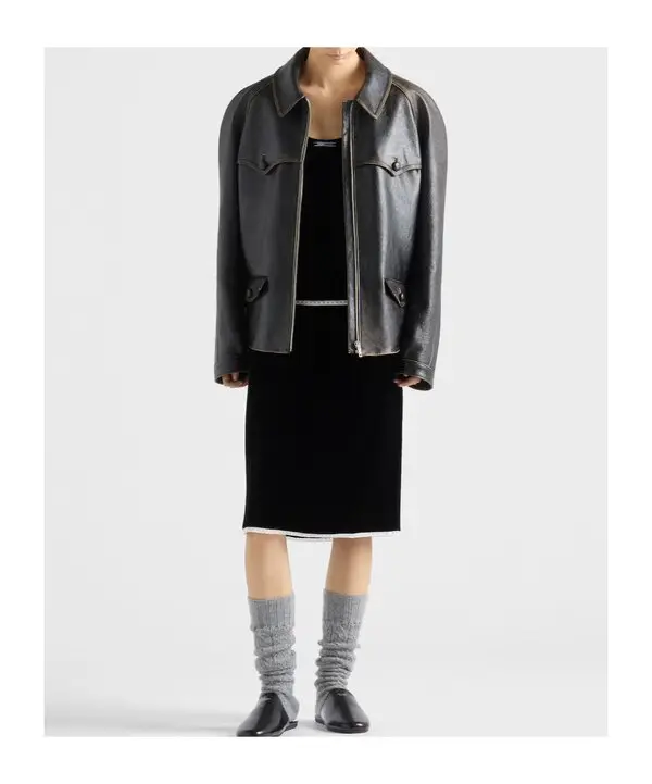 Prada Velvet Pencil Skirt With Contrasting Hem