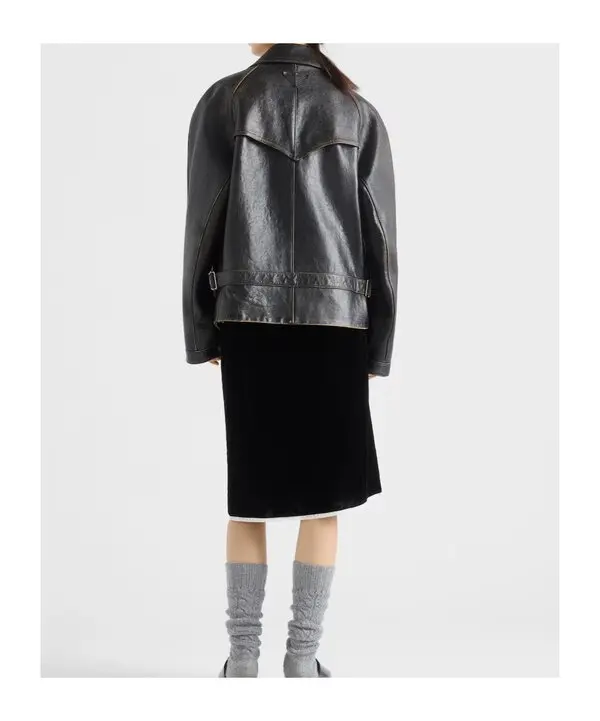 Prada Velvet Pencil Skirt With Contrasting Hem