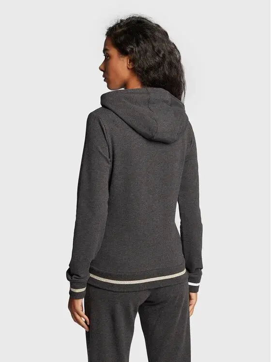 EA7 Logo Hooded Casual Zip-up Coat - Black