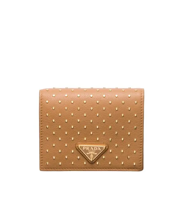 Prada Embellished Bi-fold Wallet - Natural
