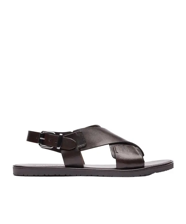 SCAROSSO Massimo Buckle-fastened Leather Sandals - Brown