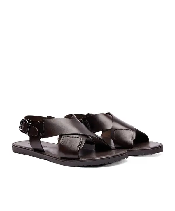 SCAROSSO Massimo Buckle-fastened Leather Sandals - Brown