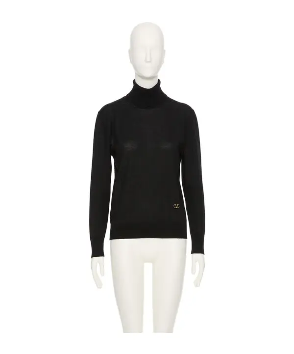 Valentino Garavani Long-sleeved Ribbed Knit High Neck Sweater