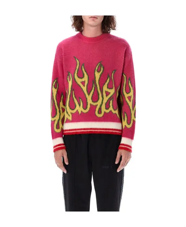 Palm Angels Burning Flame Jacquard Pullover