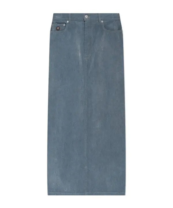 Moschino Belted Denim Maxi Skirt