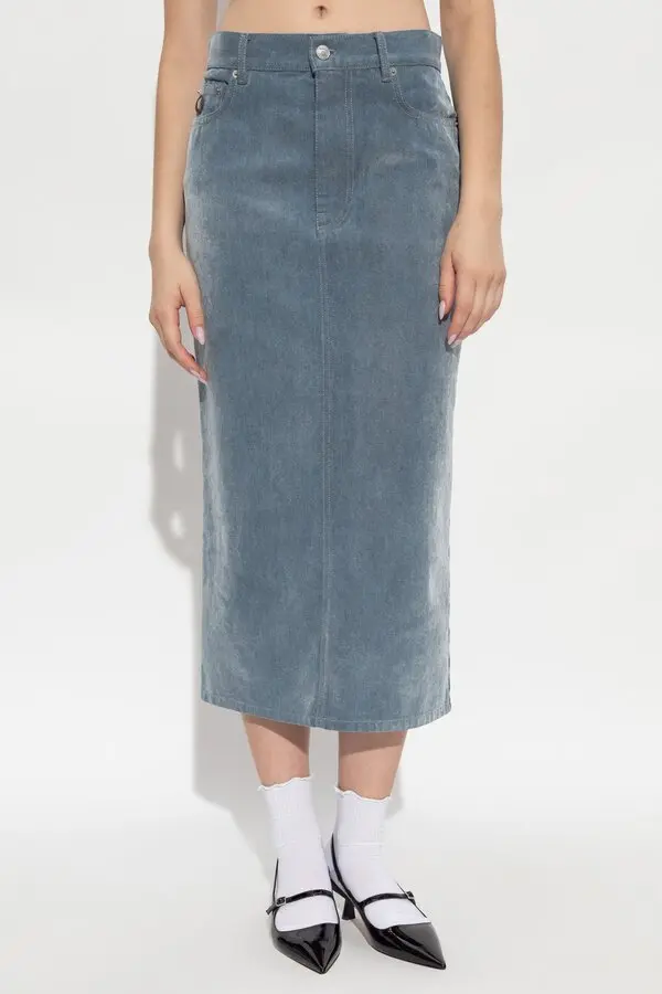 Moschino Belted Denim Maxi Skirt
