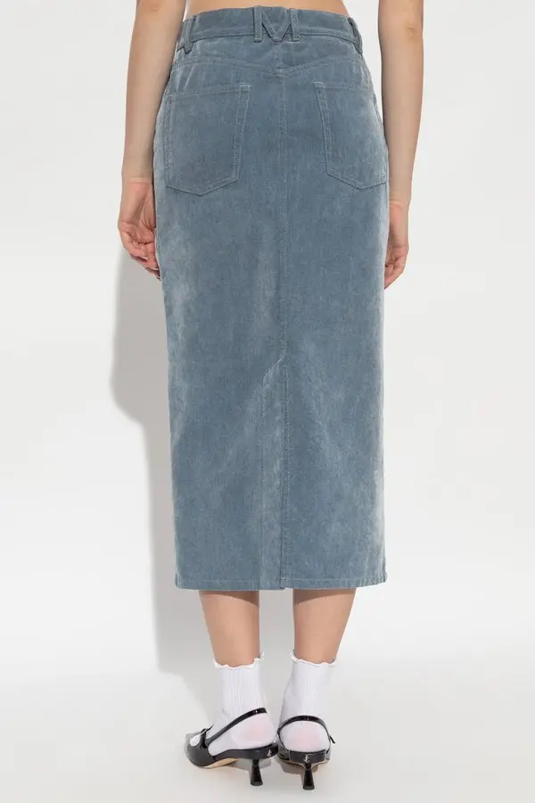 Moschino Belted Denim Maxi Skirt