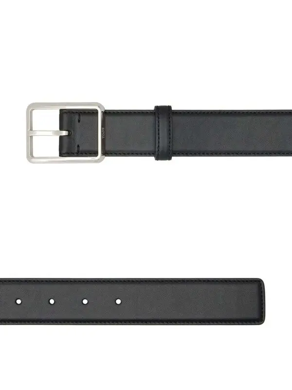 TOD'S Classic Logo Engraved Buckle Belt - Black
