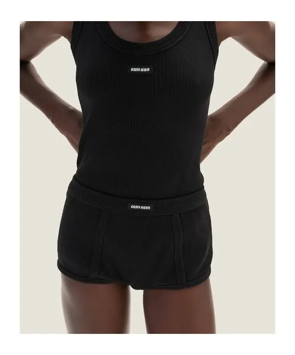 Miu Miu Ribbed Knit Boxer Shorts