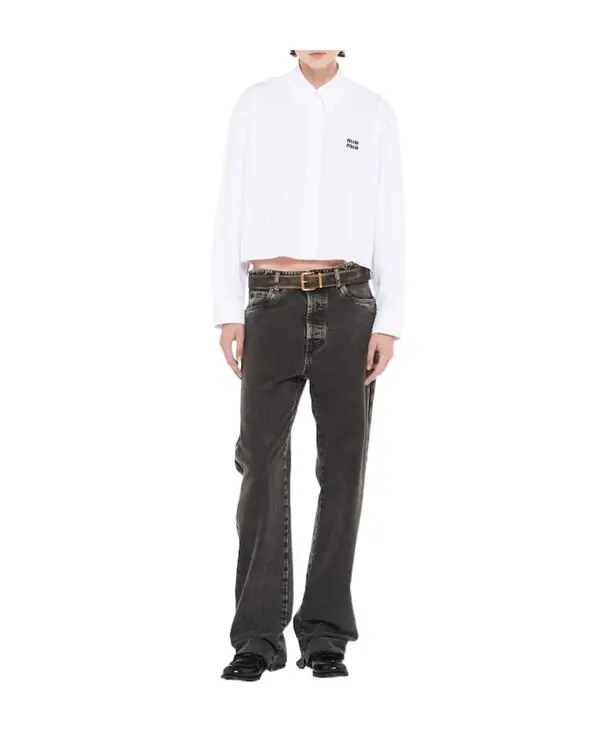Miu Miu Cropped Logo Shirt