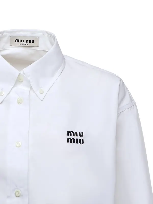 Miu Miu Cropped Logo Shirt - White
