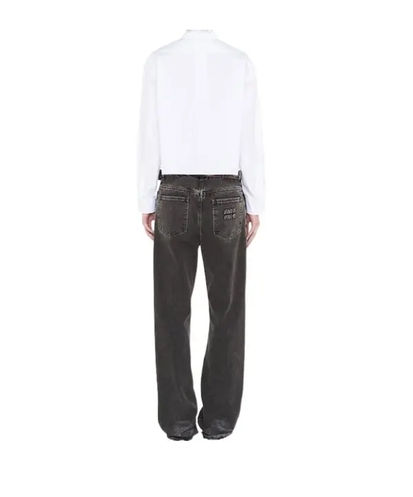 Miu Miu Cropped Logo Shirt - White