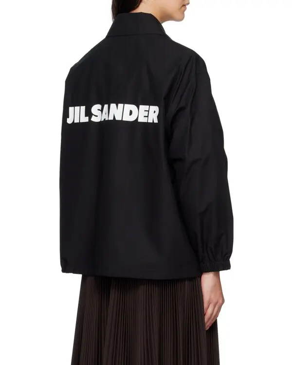 JIL SANDER Logo-printed Drawstring Shirt Jacket - Black