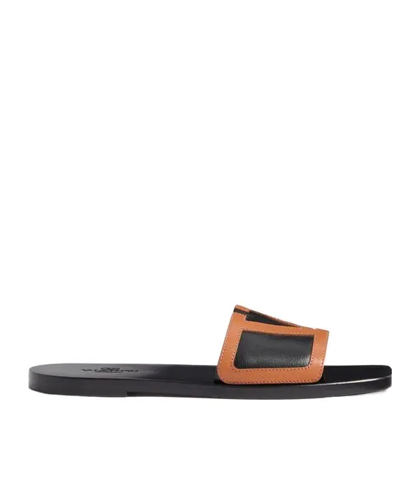 Valentino Garavani Viva Superstar Slip-on Slides - Black/roasted Hickory