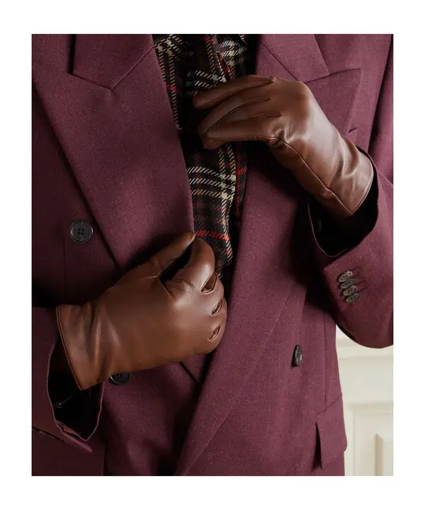 Saint Laurent Logo Gloves - Brown