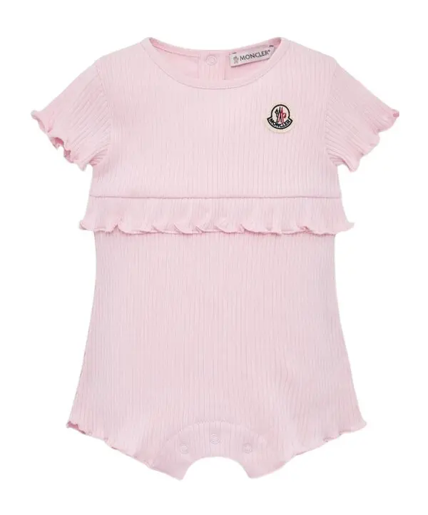 Moncler Cotton Ruffled Romper - Pink