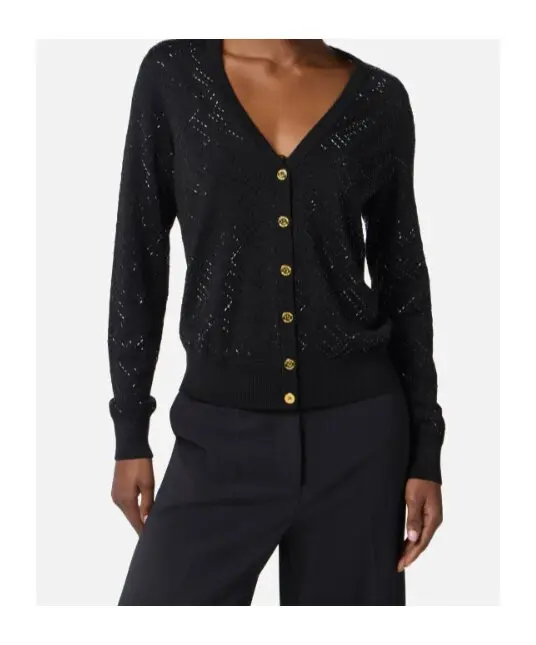 Elisabetta Franchi Embellished V-neck Wool Cardigan - Black/black