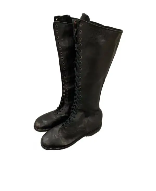 Guidi Knee-high Lace-up Round Toe Boots - Black