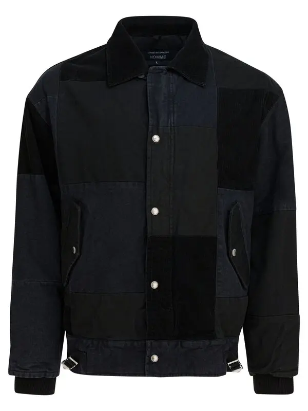 Comme Des Garçons Homme Tone-on-tone Patchwork Cotton Jacket - Black