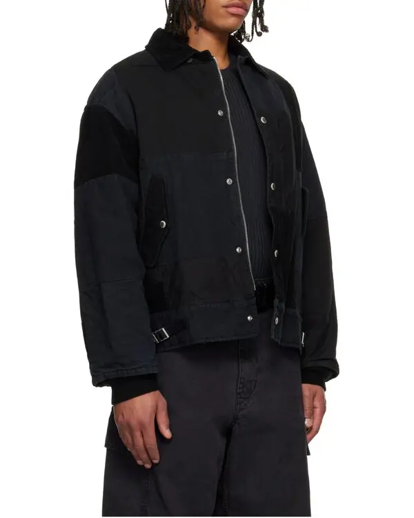 Comme Des Garçons Homme Tone-on-tone Patchwork Cotton Jacket - Black