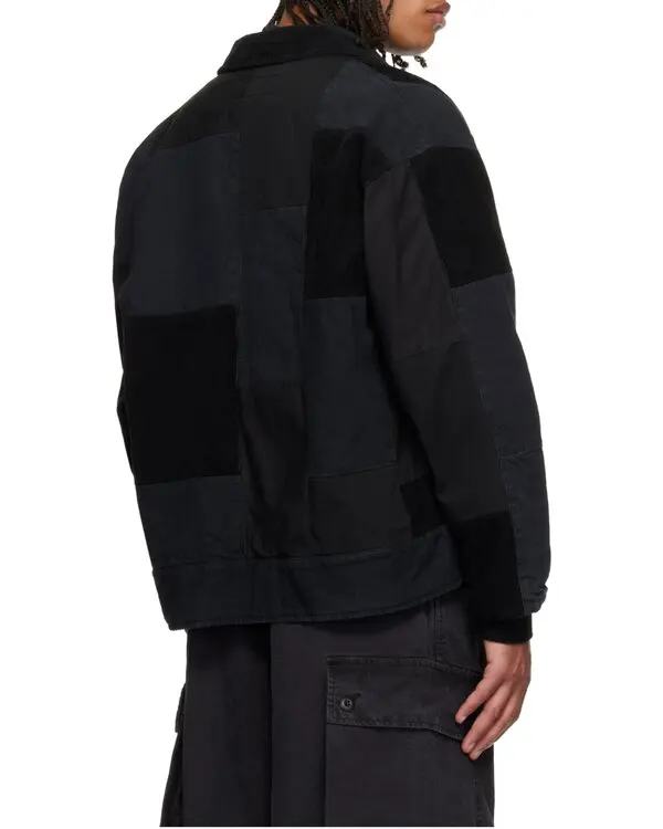 Comme Des Garçons Homme Tone-on-tone Patchwork Cotton Jacket - Black