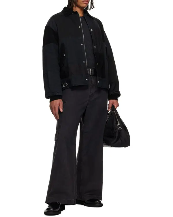 Comme Des Garçons Homme Tone-on-tone Patchwork Cotton Jacket - Black