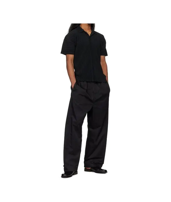 Issey Miyake Homme Plissé Short-sleeved Pleated Polo Shirt - Black