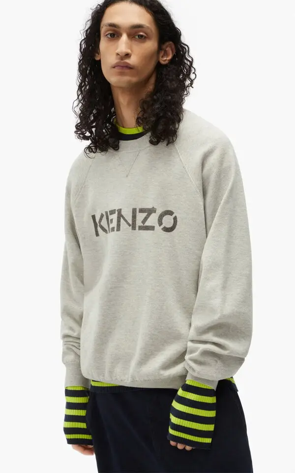 Kenzo Logo Crew Neck Jumper - Gray