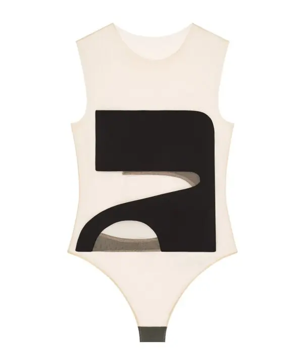 COURREGES Sleeveless Cut-out Detailed Bodysuit With Satin Logo - White