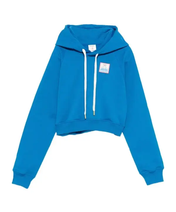 Casablanca Cropped Cotton Hoodie With Drawstring
