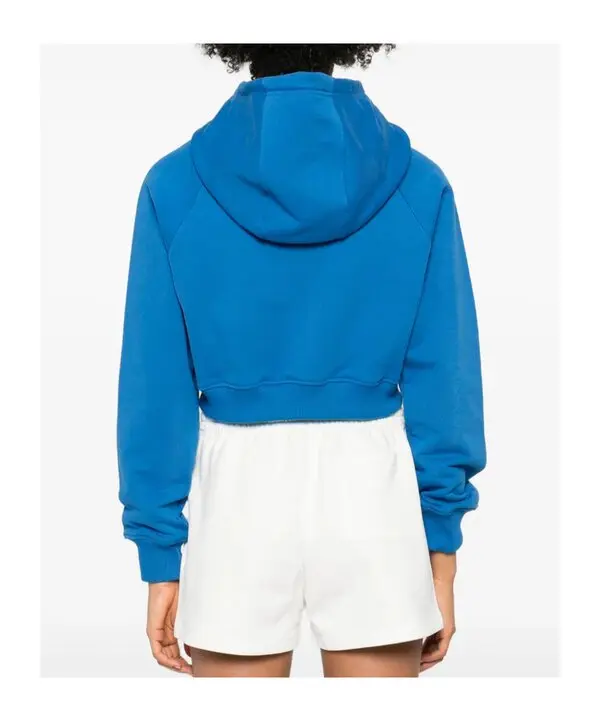 Casablanca Cropped Cotton Hoodie With Drawstring