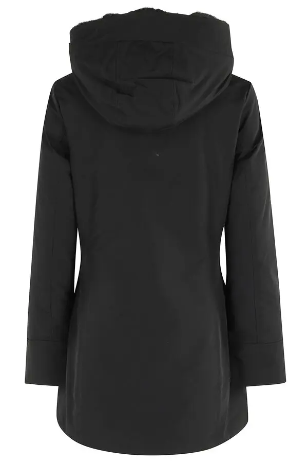 Woolrich Hooded Coat With Zip Fastening - Black