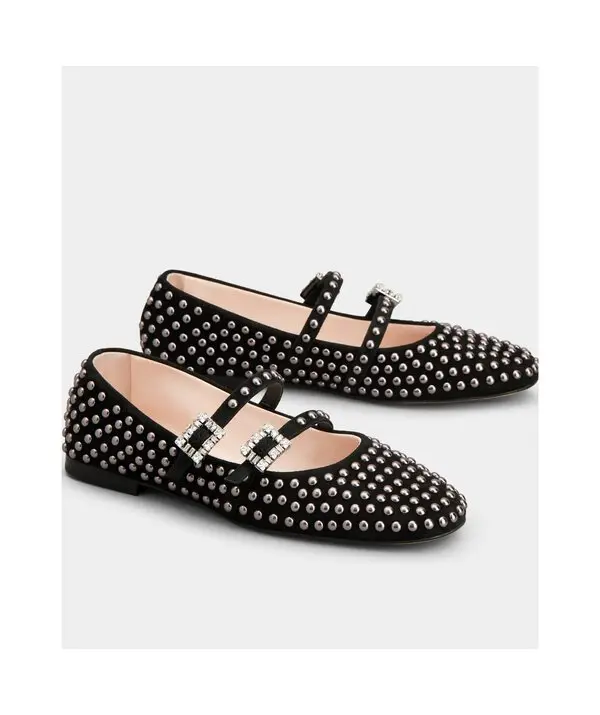 ROGER VIVIER Studded Embellished Buckle Strap Flats