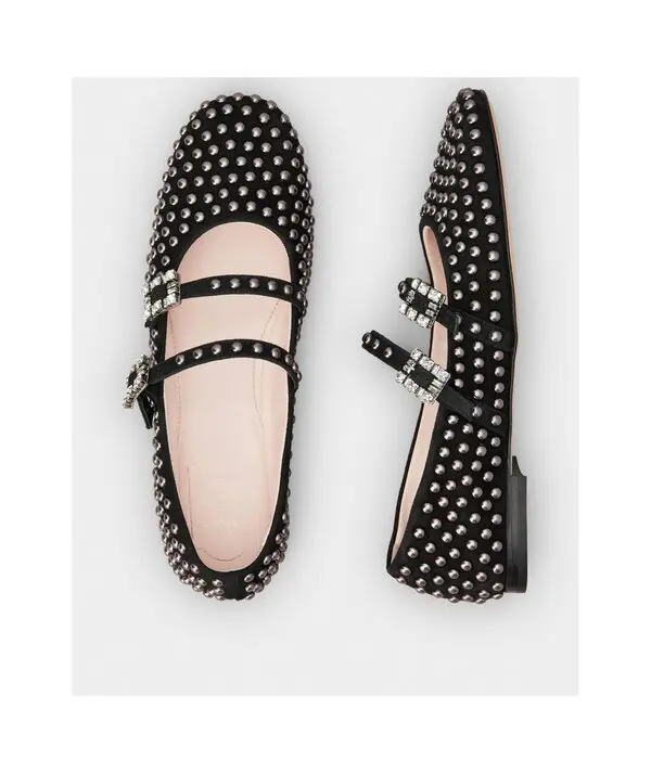 ROGER VIVIER Studded Embellished Buckle Strap Flats