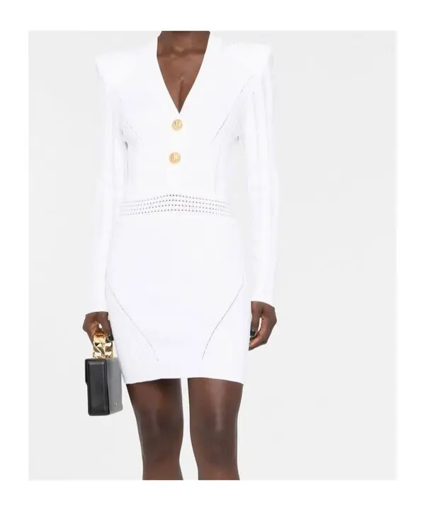 Balmain Ribbed-knit Mini Dress
