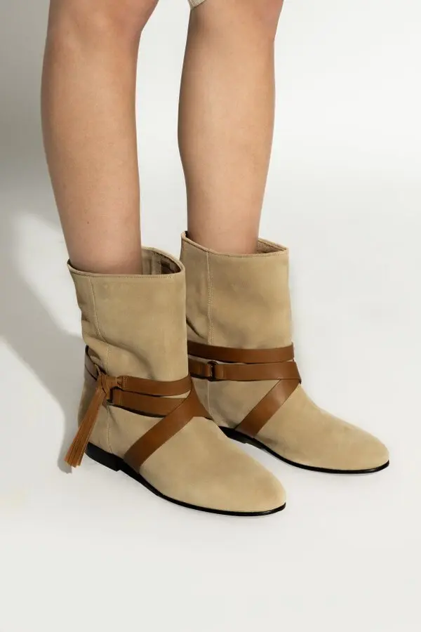 Isabel Marant Étoile Rejen Suede Ankle Boots With Side Knot Detail - Brown