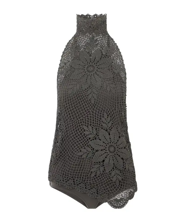 Magda Butrym Crochet Halter Top - Brown