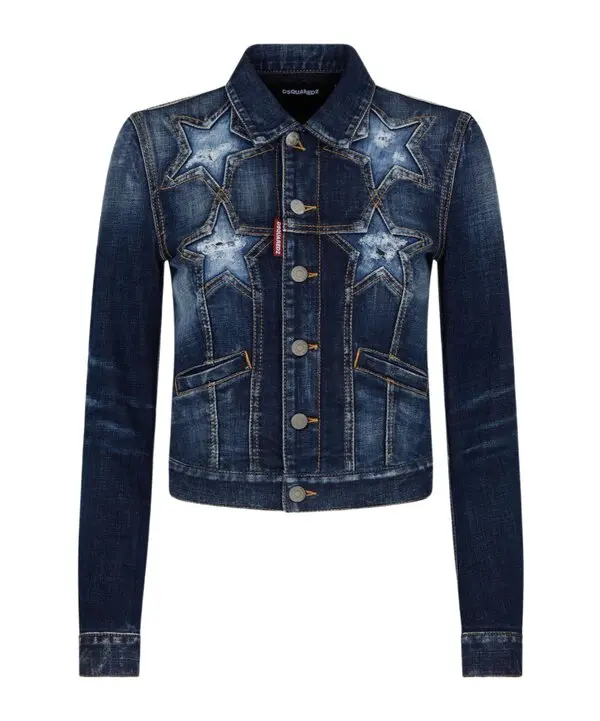 Dsquared2 Denim Jacket With Star Embellishments