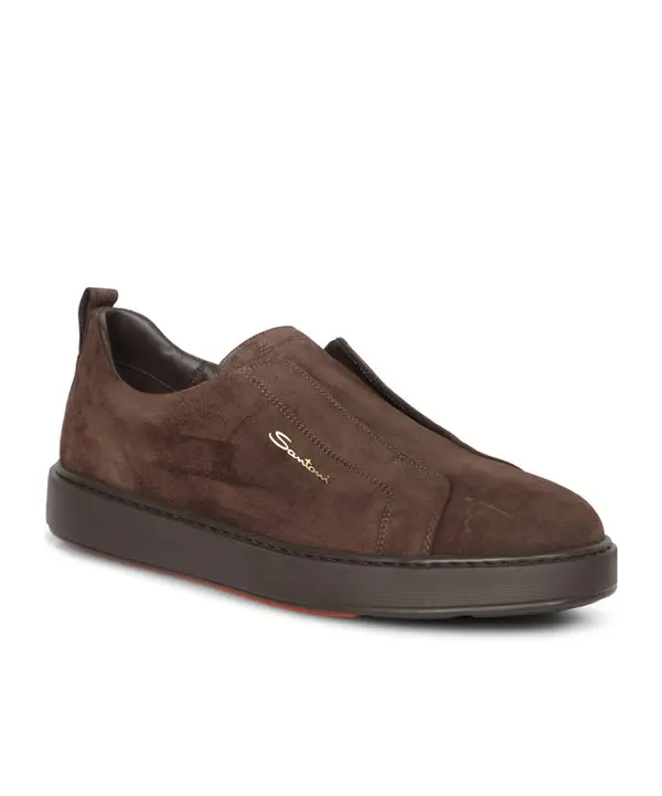 Santoni Logo Printed Slip-on Sneakers - Brown