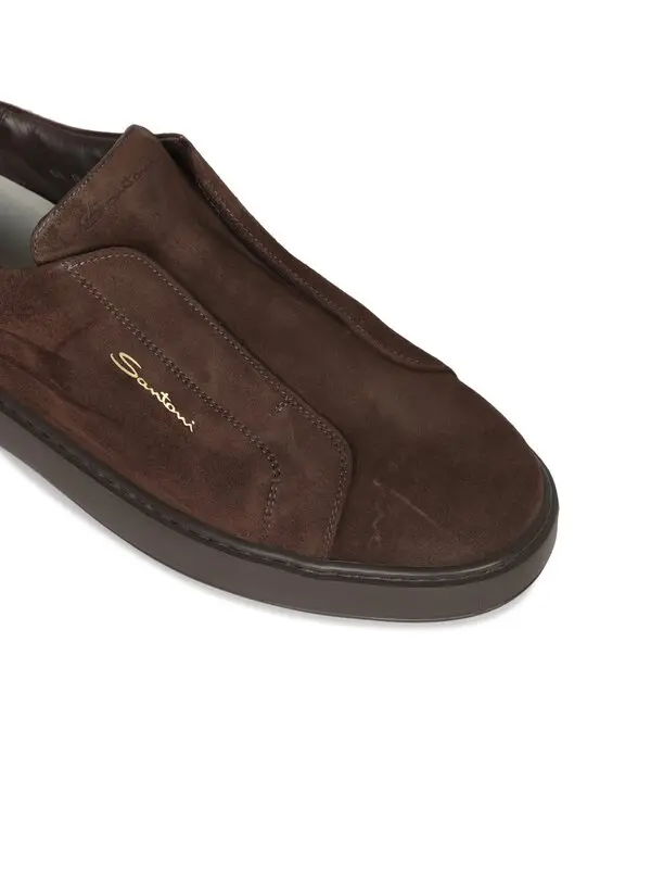 Santoni Logo Printed Slip-on Sneakers - Brown