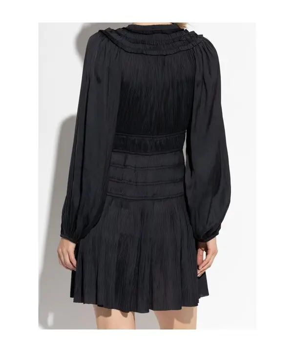 Ulla Johnson Lu" Mini Dress With Pleated Ruffles And Mandarin Collar