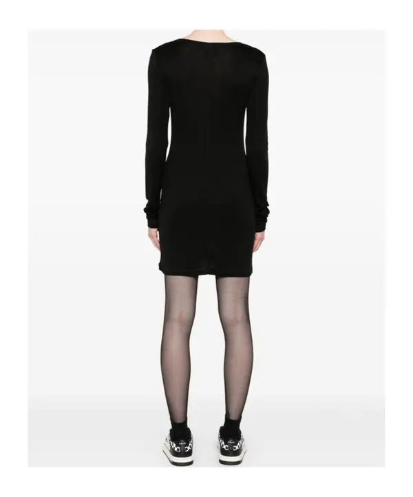 Miu Miu Long-sleeved Mini Dress With Logo Patch